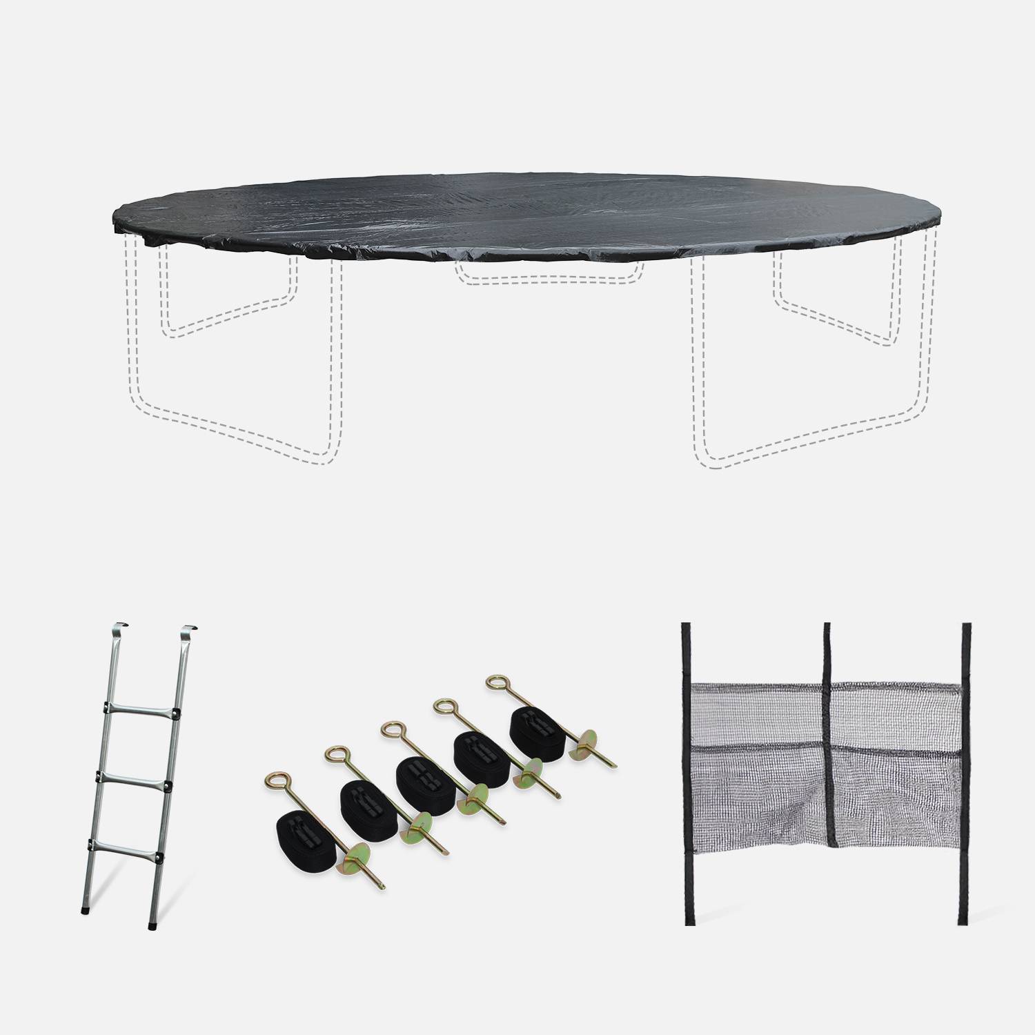 Kit accessoires pour trampoline ⌀460cm Neptune - Échelle, bâche, filet ...