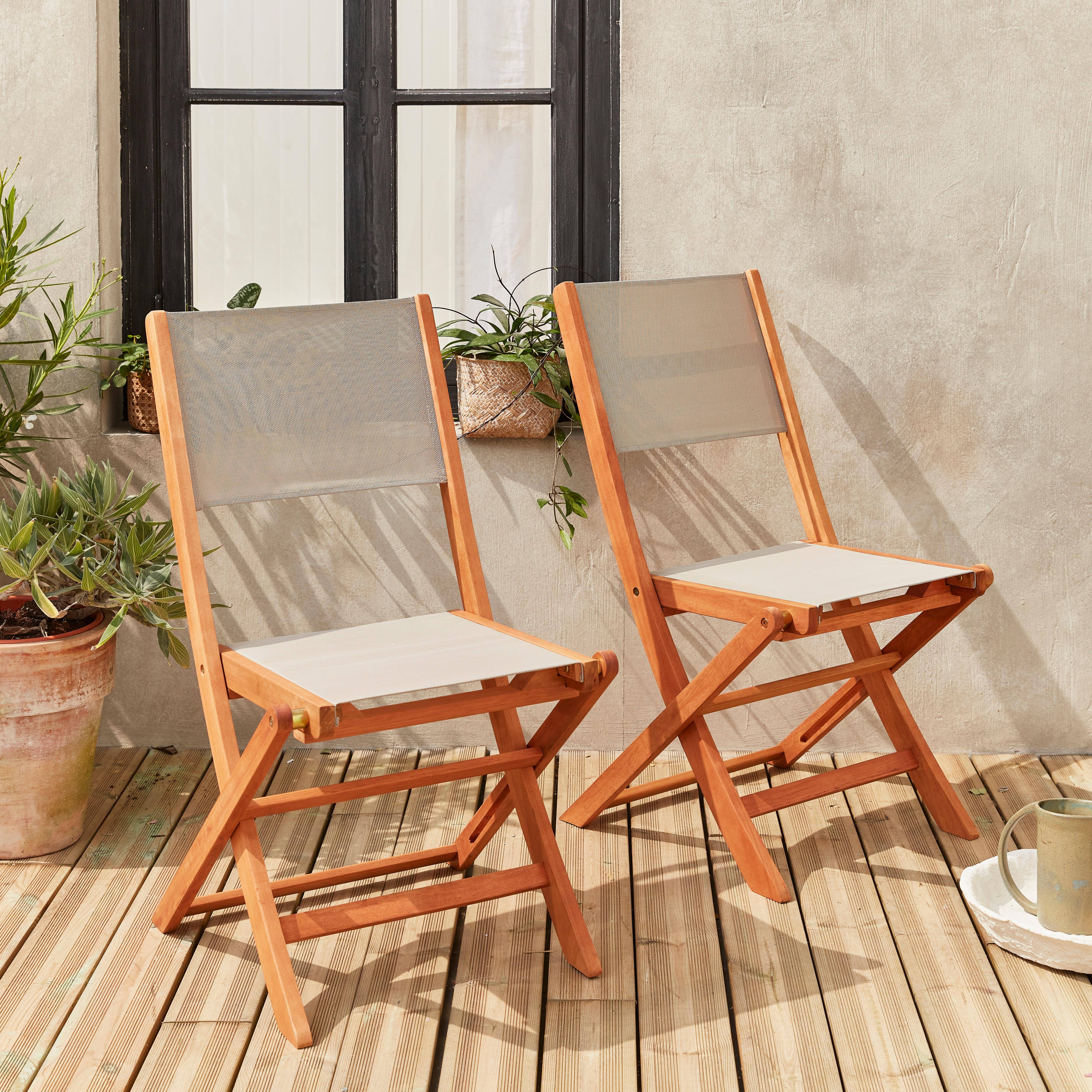 Pair of foldable wooden garden chairs Anthracite