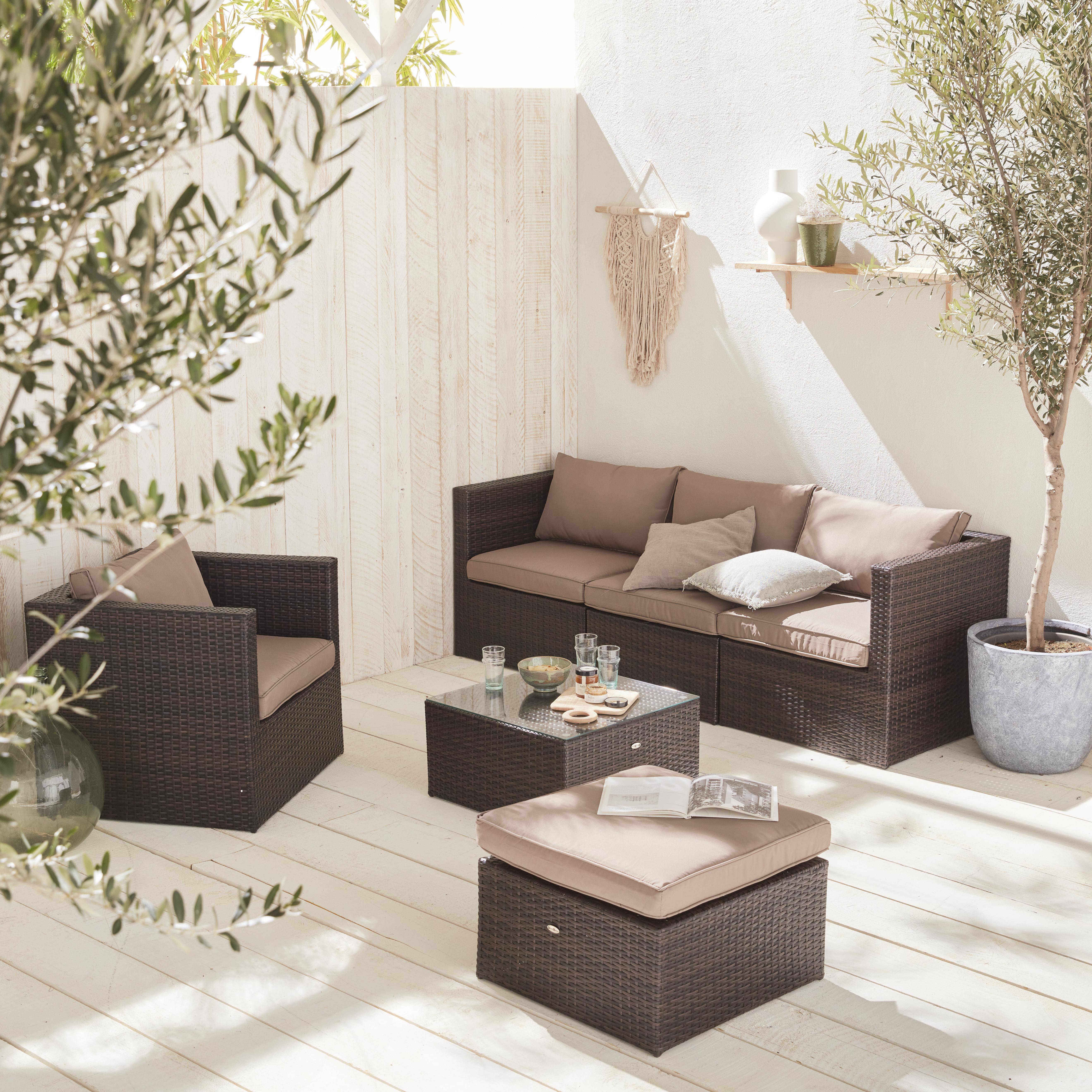 Brown wicker patio sofa store