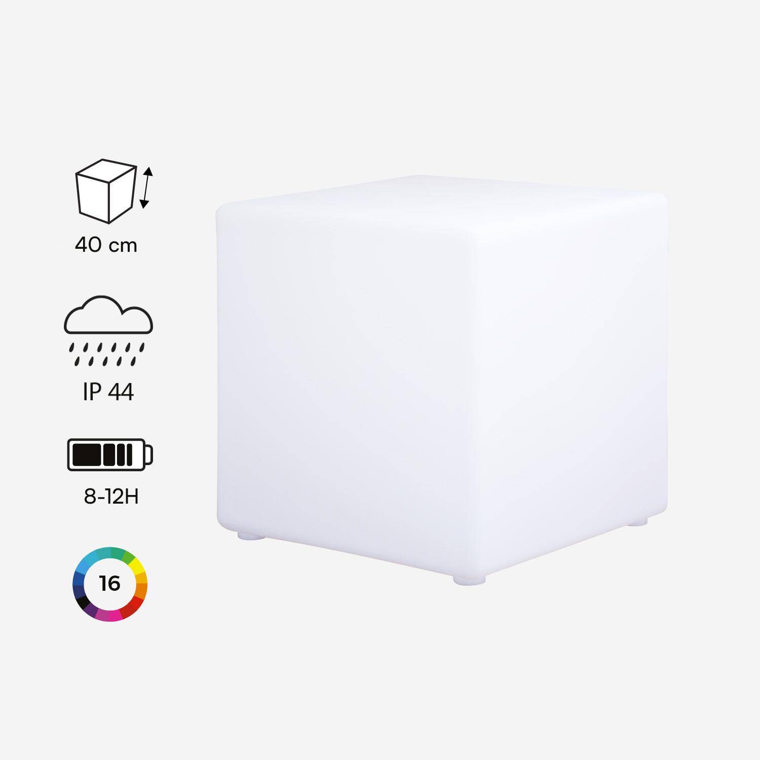 Cubo luminoso LED com bateria, interior/exterior, Multicolor