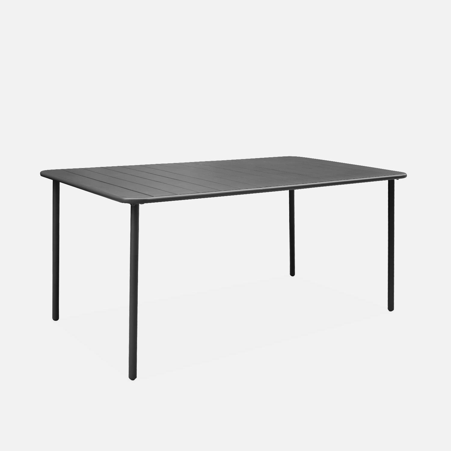 6 8 seater rectangular steel garden table Amelia 160cm Khaki Green 160x90x72.5 cm