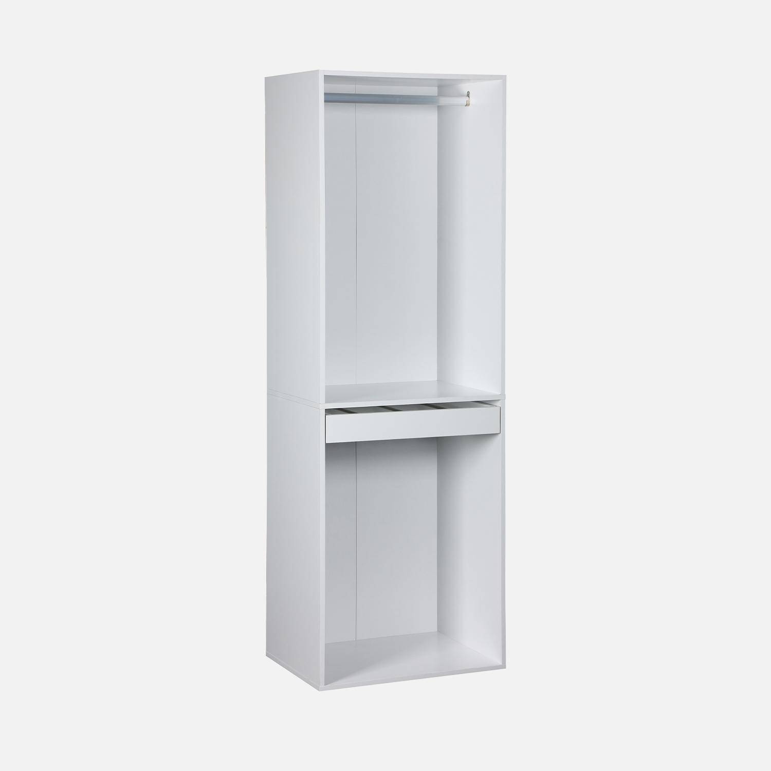 Modular open wardrobe rail unit, White