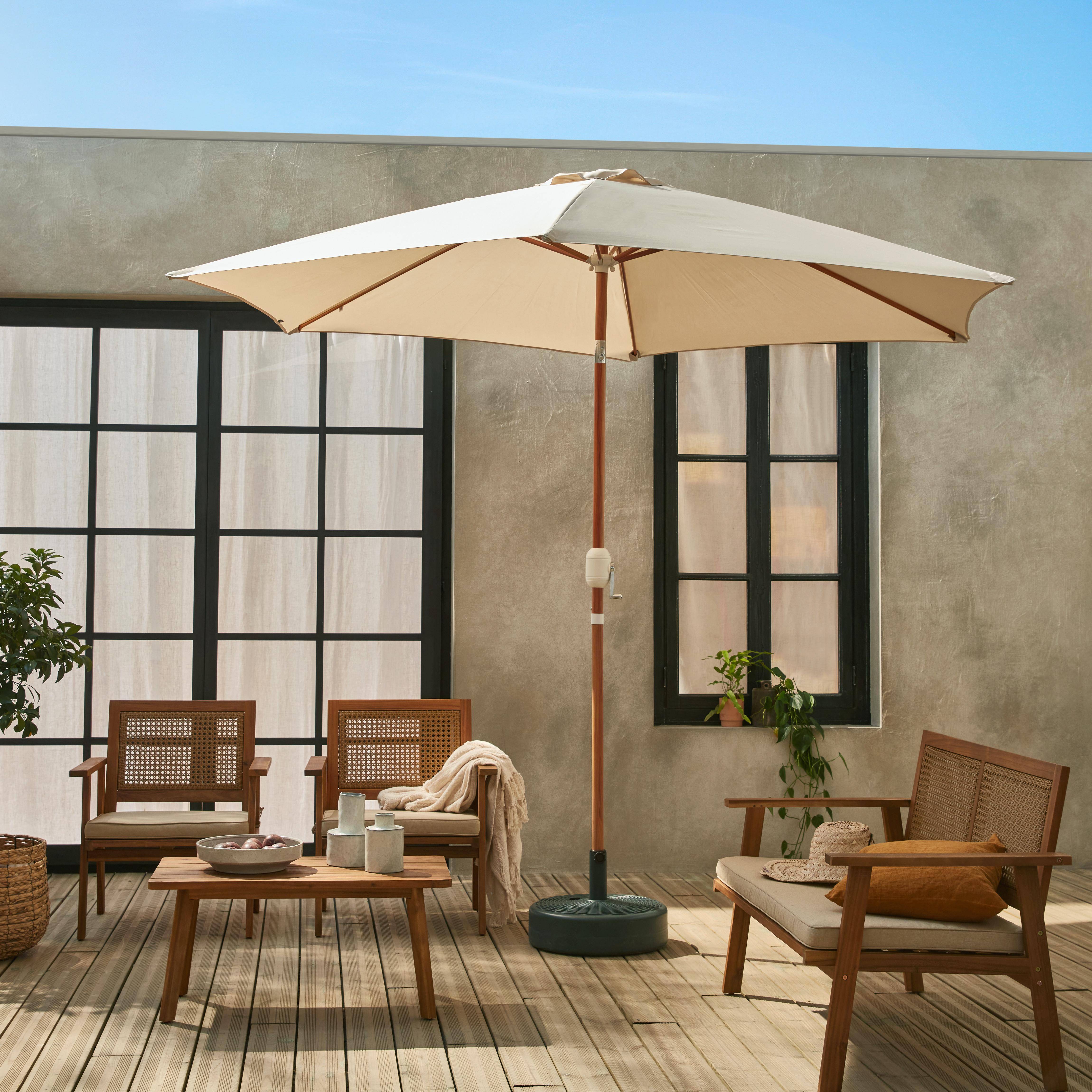 3m round parasol, wood-effect pole, Sand | sweeek