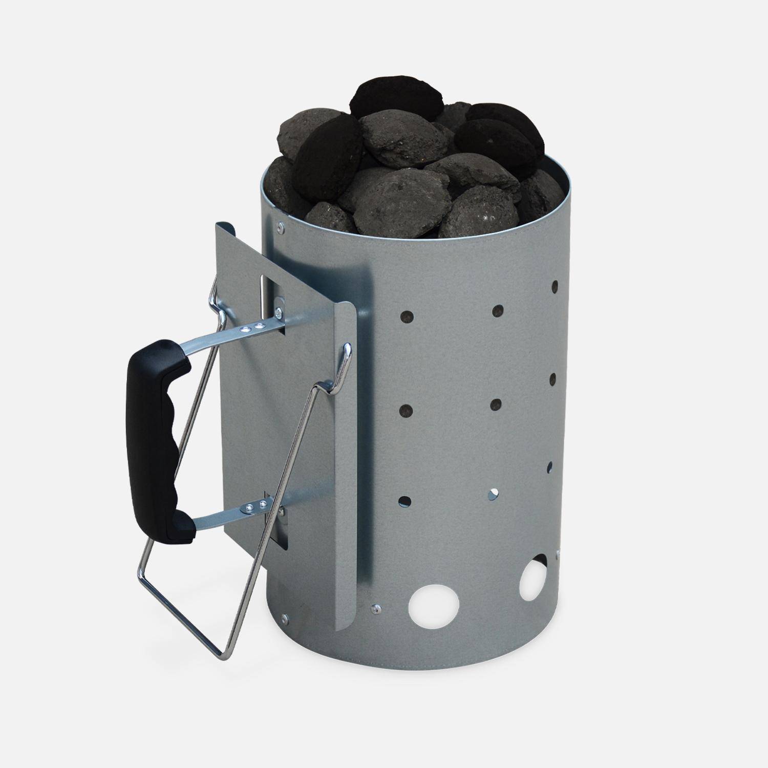 XL lighting chimney for charcoal barbecue, 20 x 30cm, Grey | sweeek