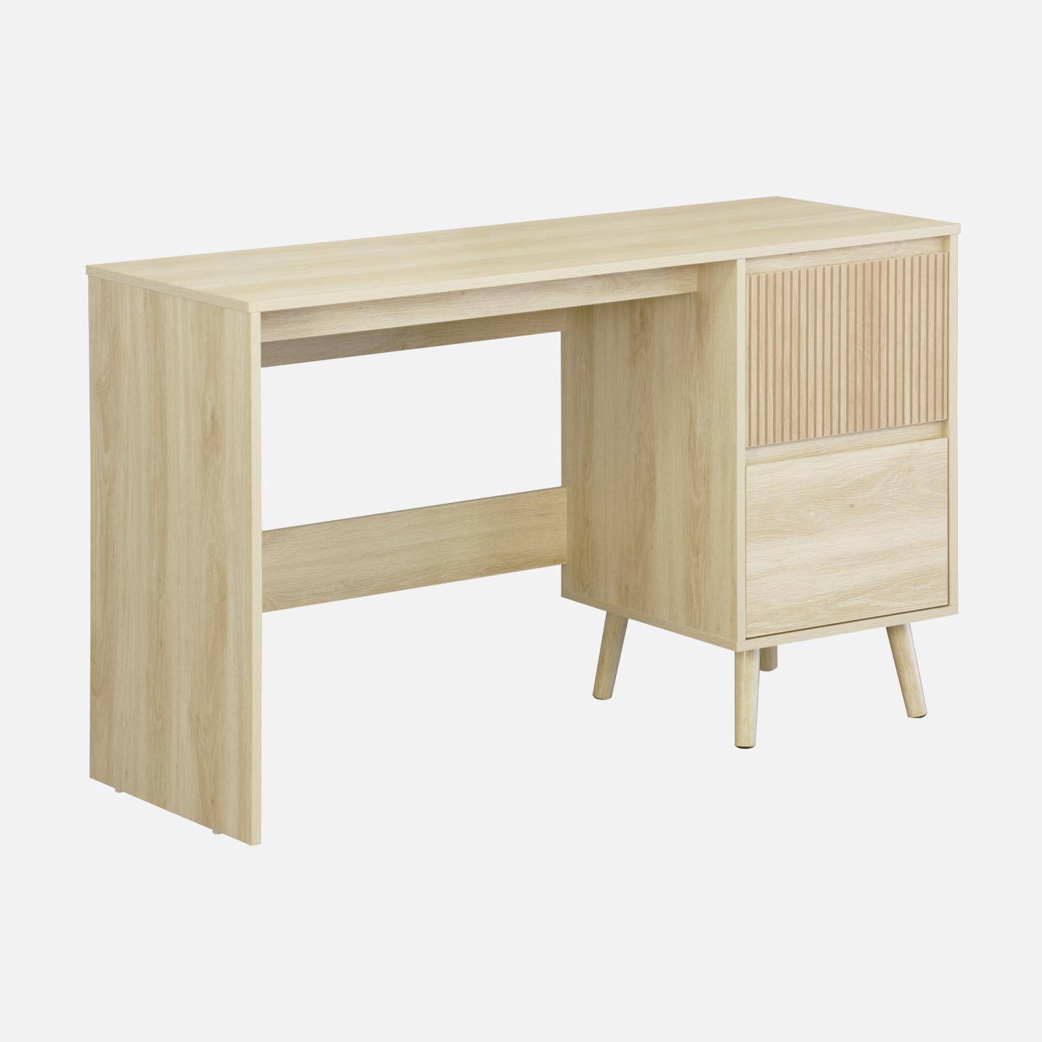 Desk with 2 drawers, natural colour l sweeek