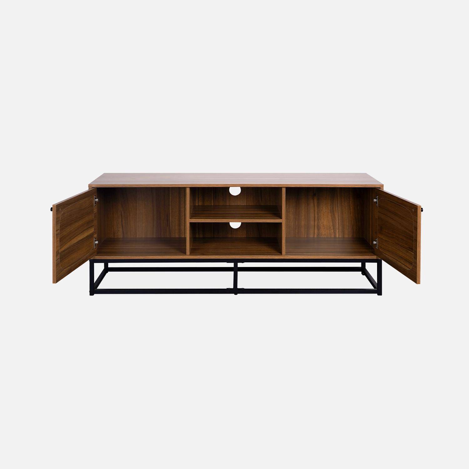 Wooden and rounded cane TV unit Natural