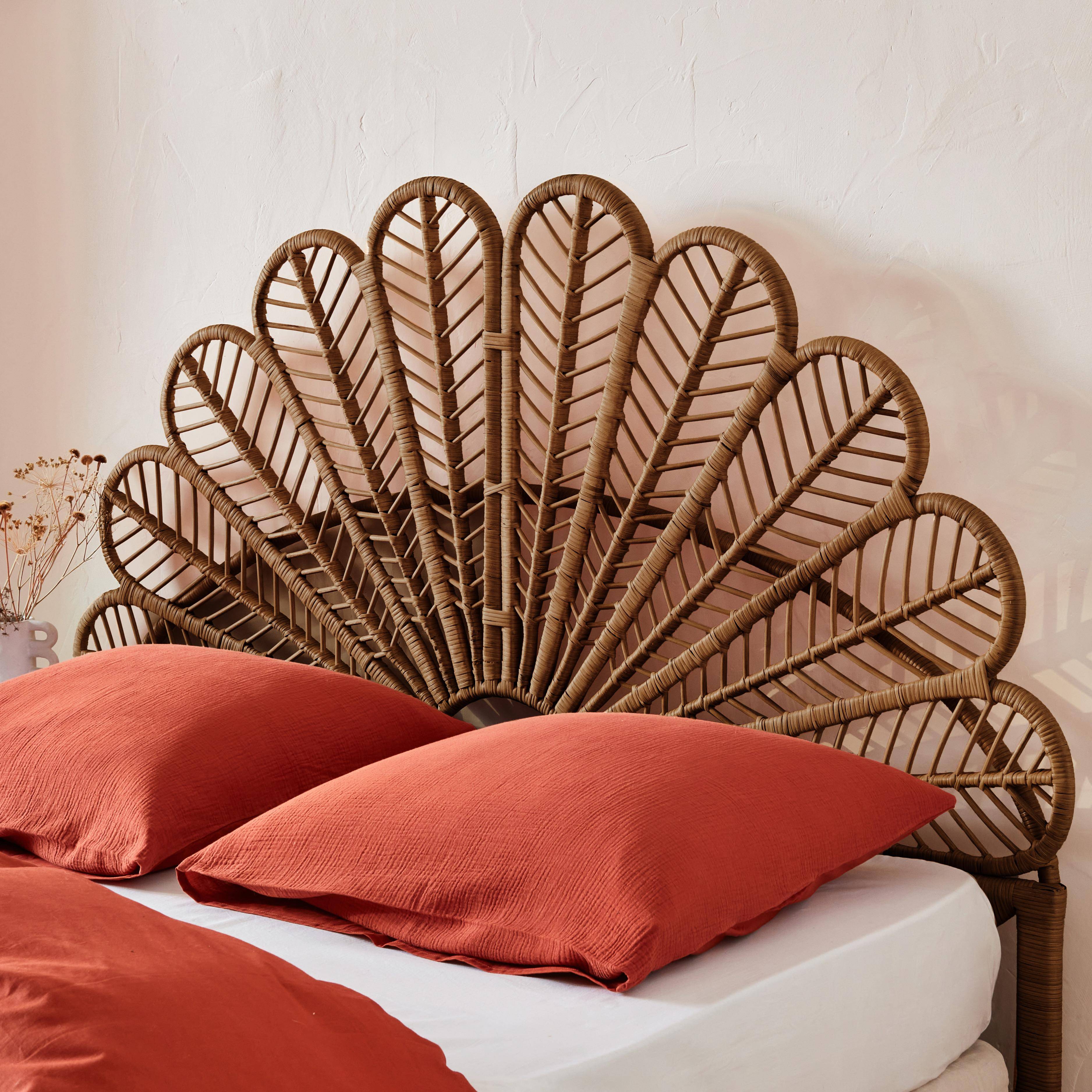 Dark rattan headboard