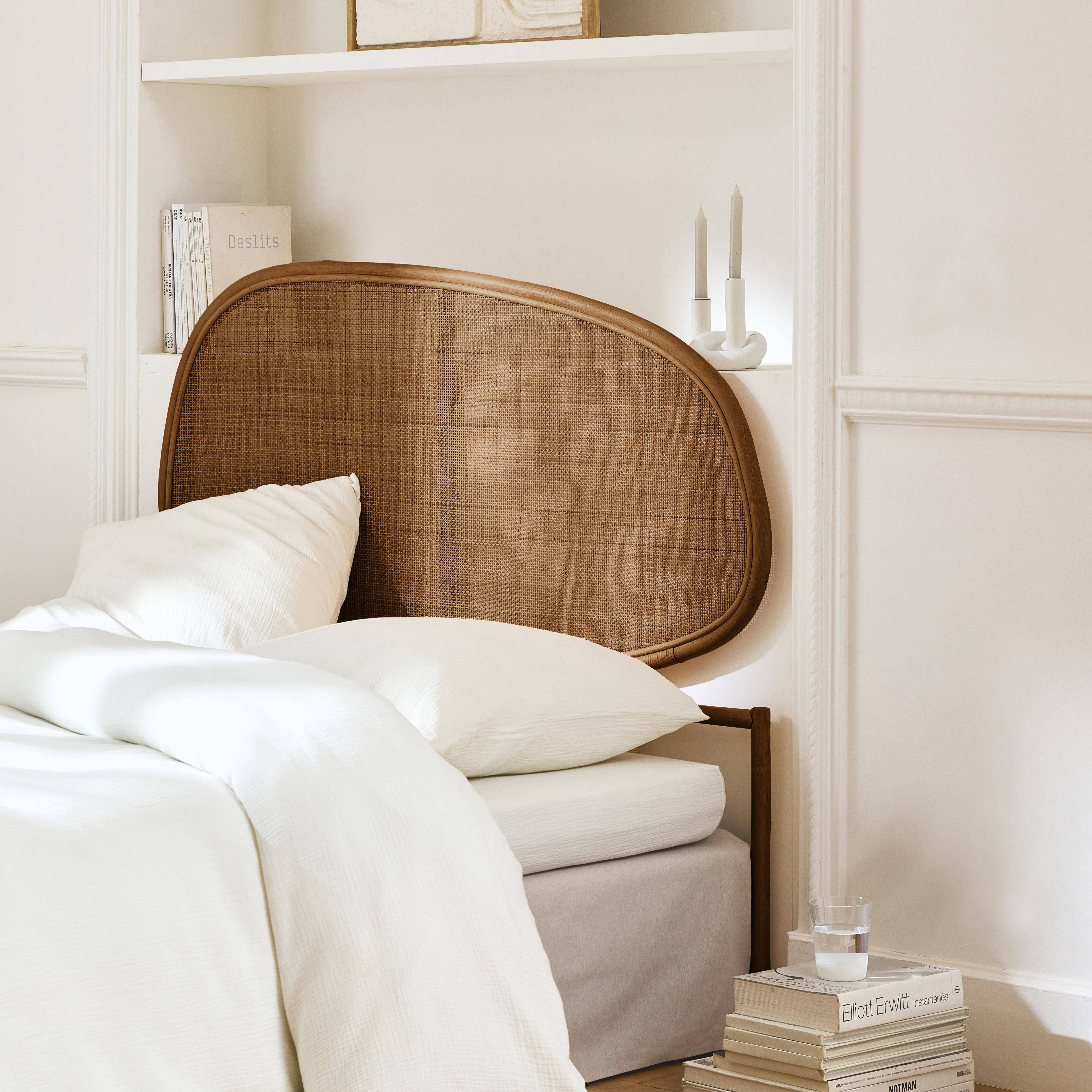 Dark rattan headboard