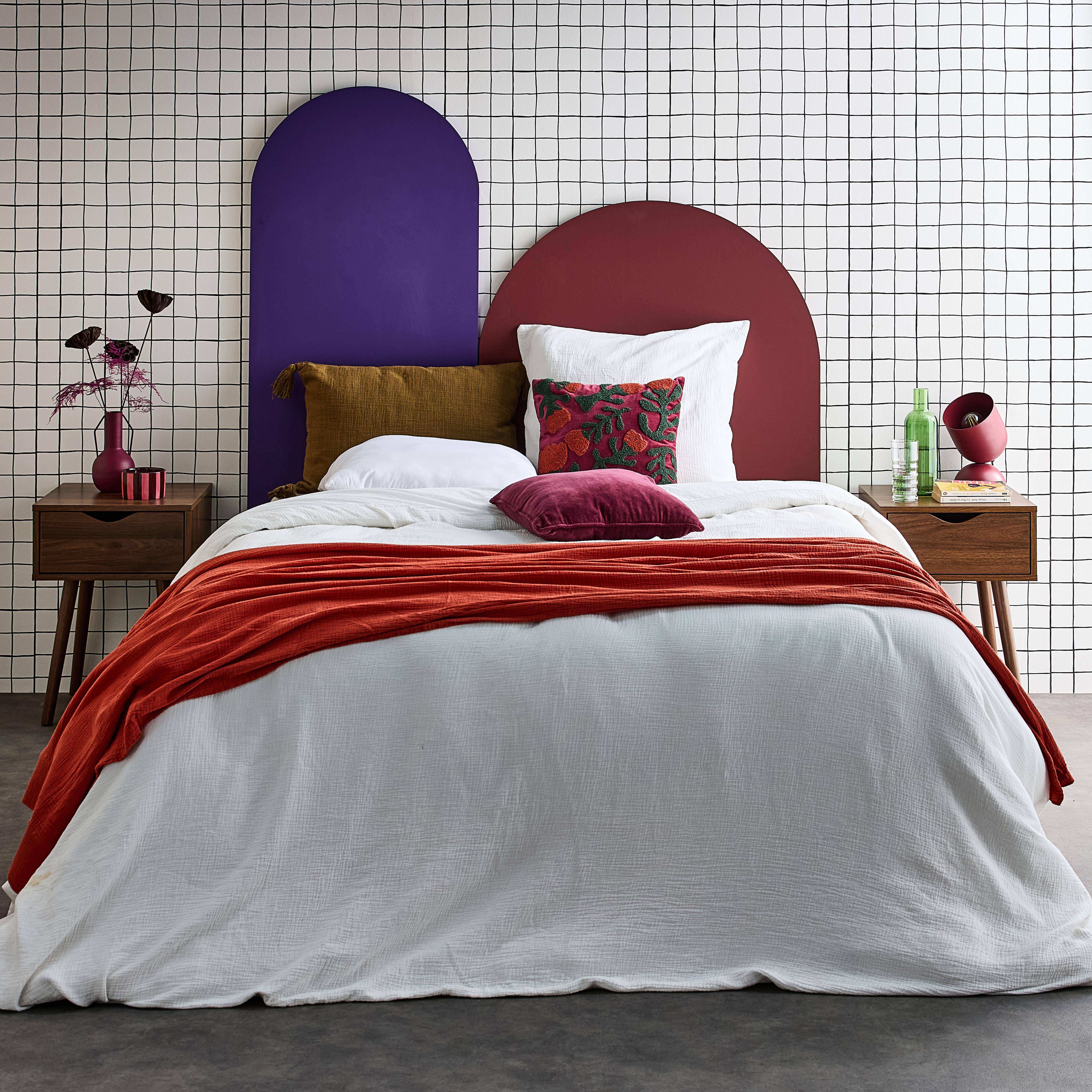 Mesita de noche de madera teñida nogal, 1 cajón, set de 2, Madera de nogal