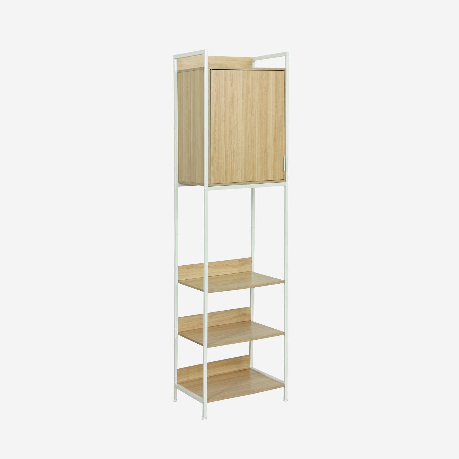 Wardrobe module with 5 shelves and 1 door, White