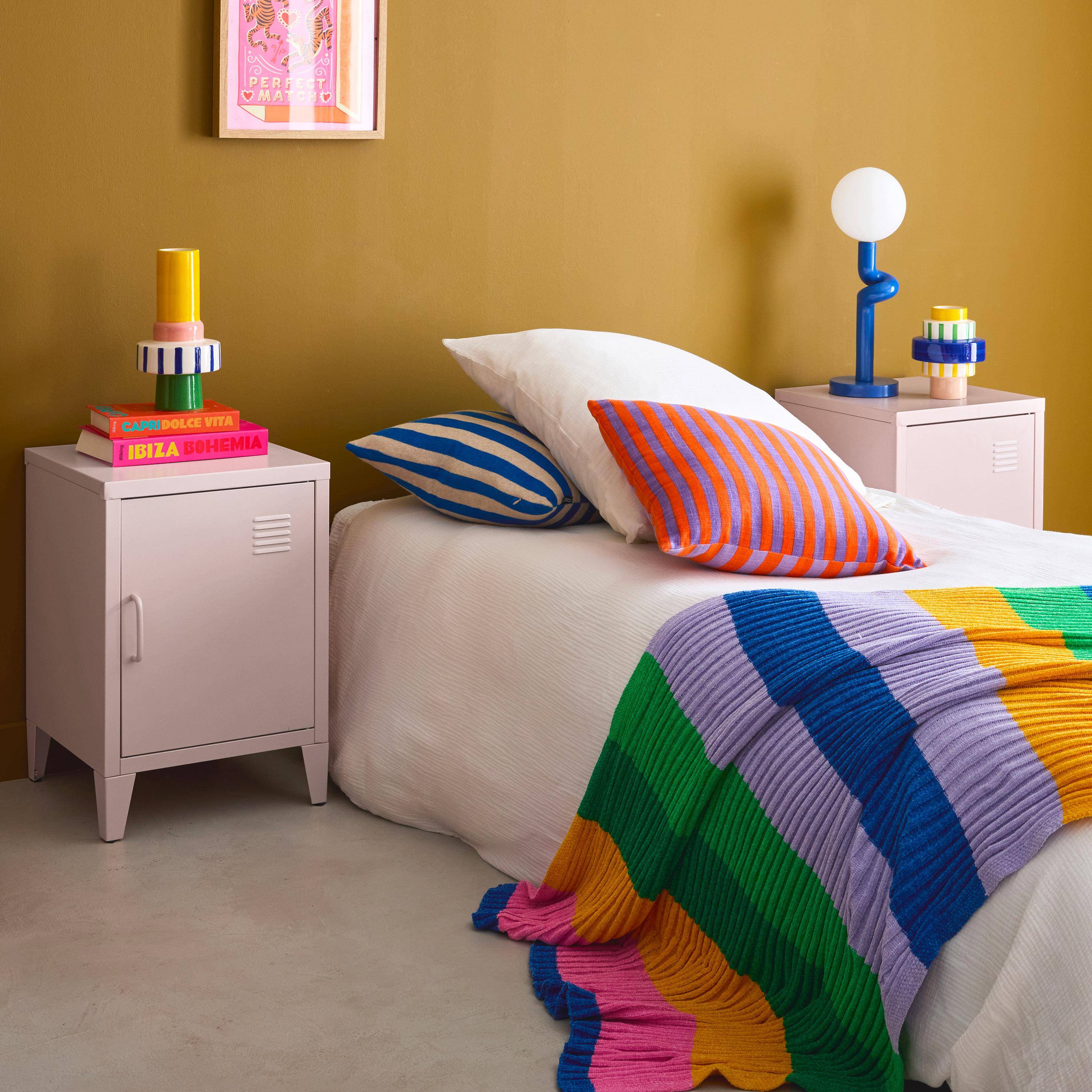 Set of 2 industrial bedside tables, 1 door, Pink | sweeek