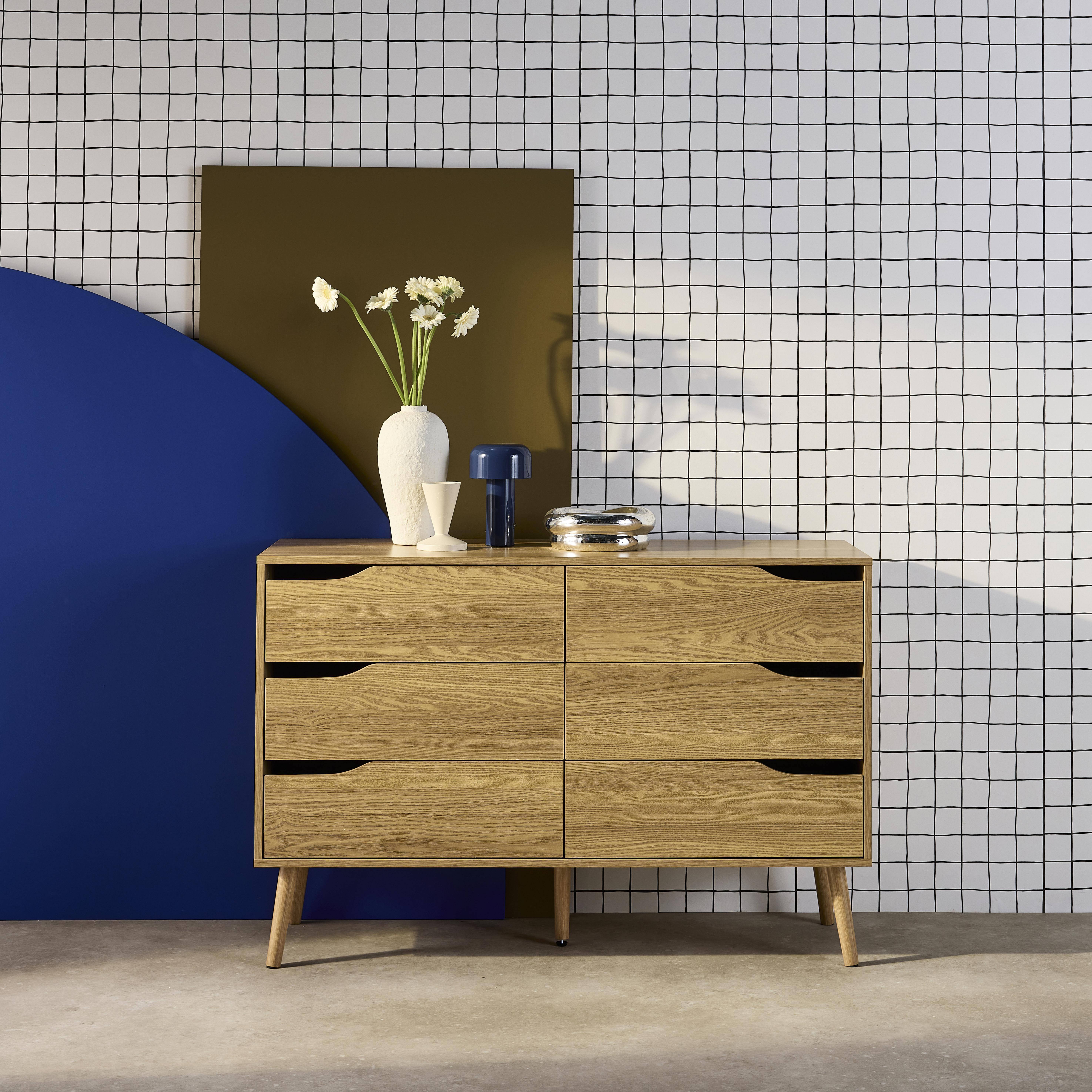 6-drawer chest ash with wood effect, ash wood-effect |sweeek