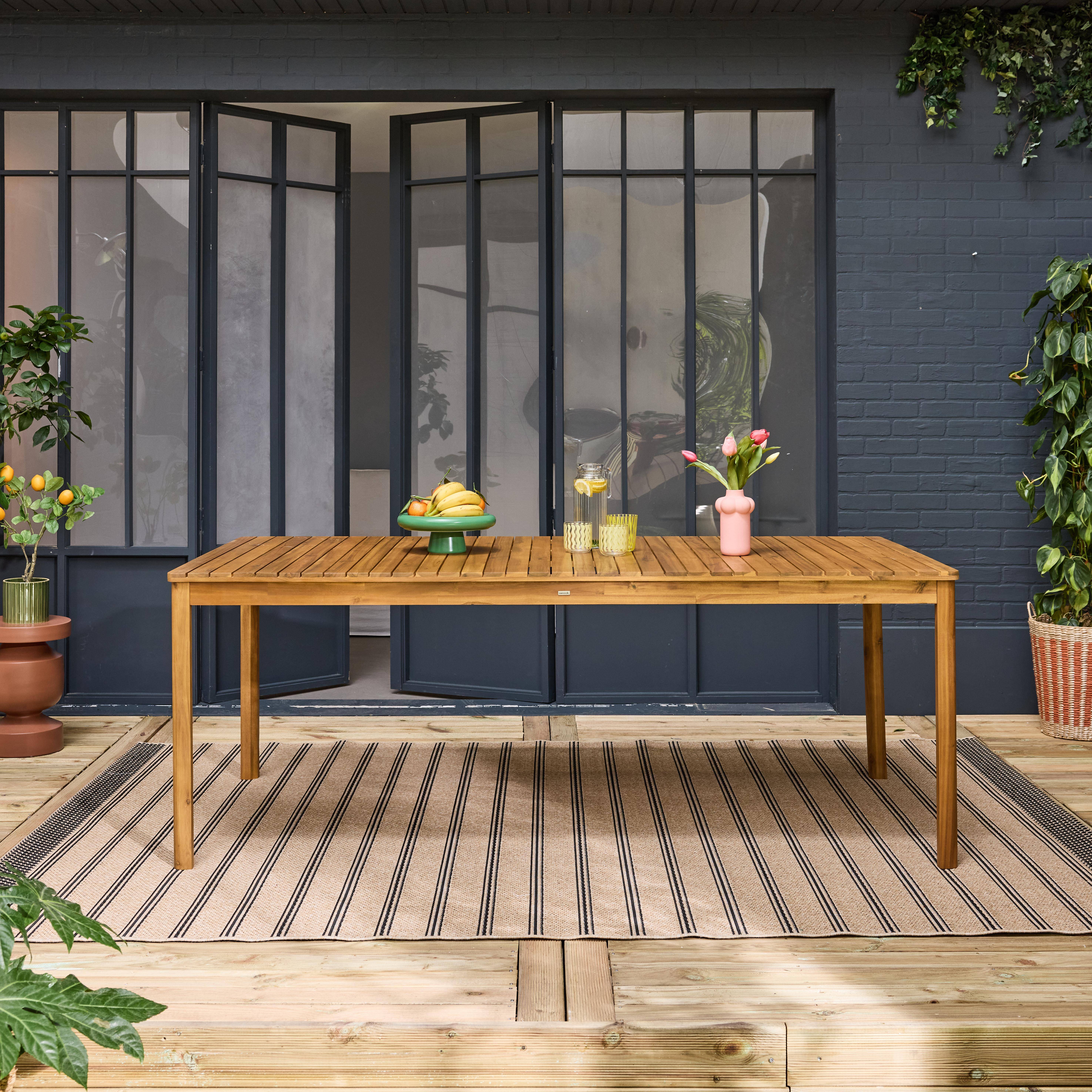 Tuin tafel van natuurlijk acacia met ronde hoeken, 8 plaatsen | sweeek