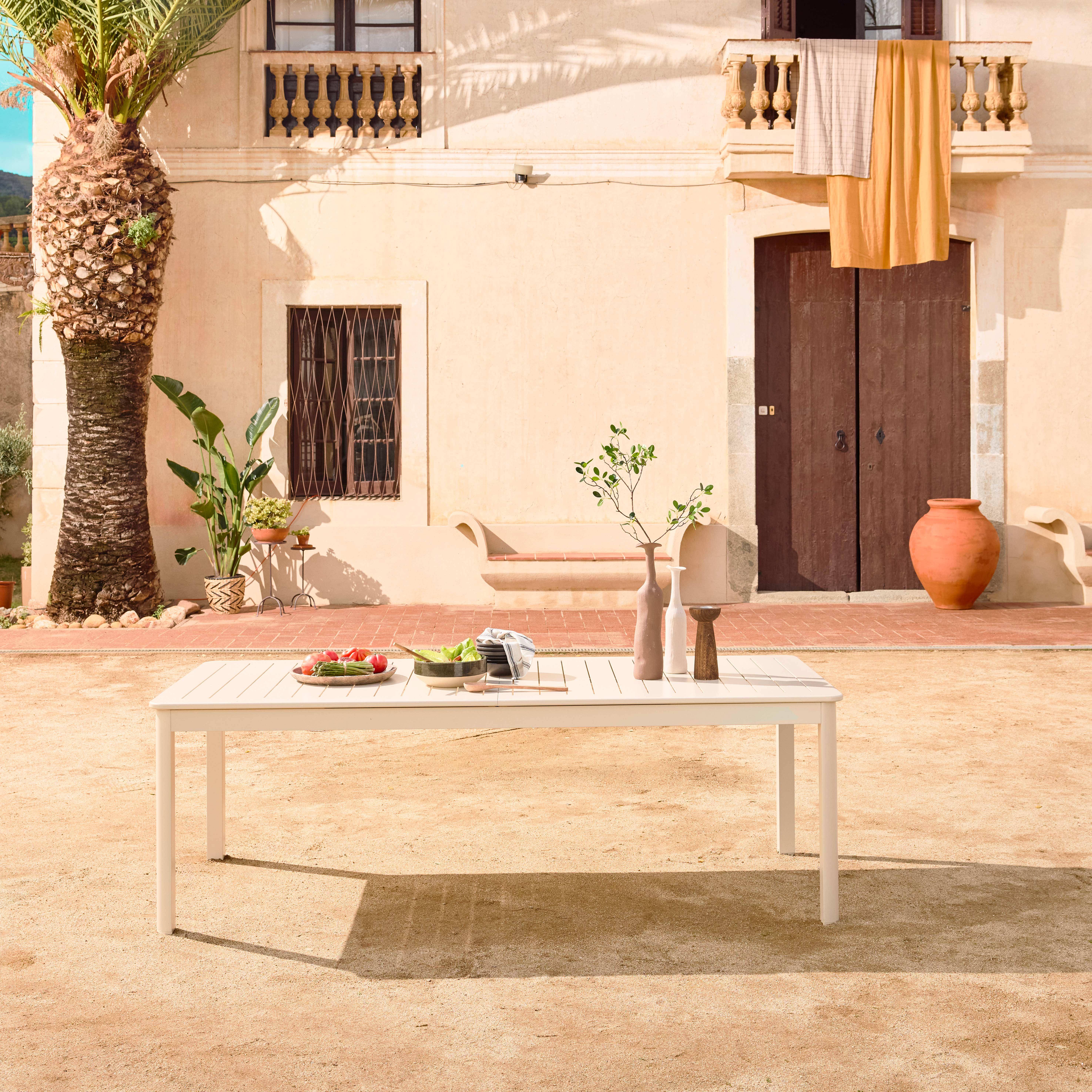 Table de jardin beige extensible aluminium, 10 places | sweeek