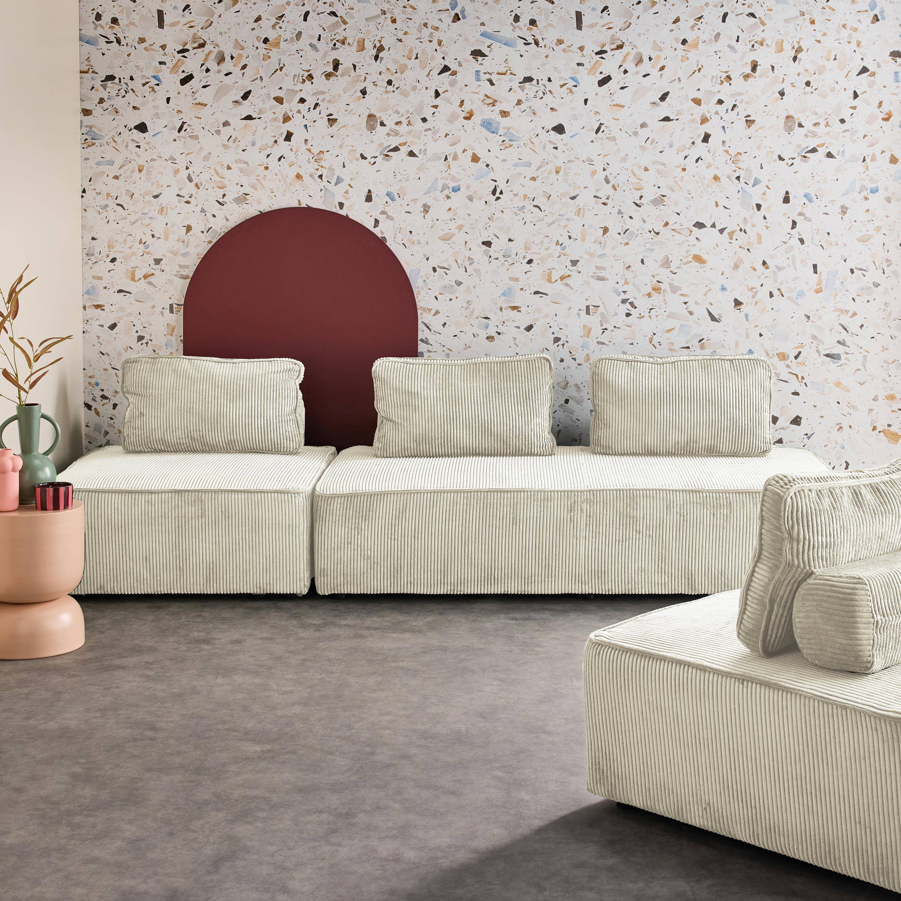 2er-Set Sessel und 2-Sitzer Sofa mit Cordbezug cremefarben | sweeek