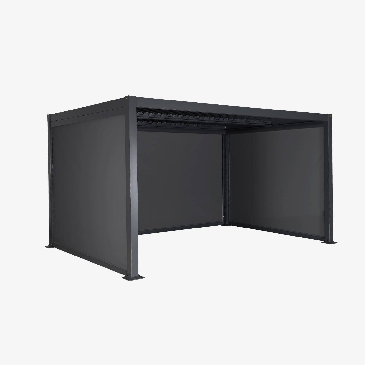 Pergola met lamellendak 3x4m, 2 zonneluifels 3m, zonneluifel 4m ...