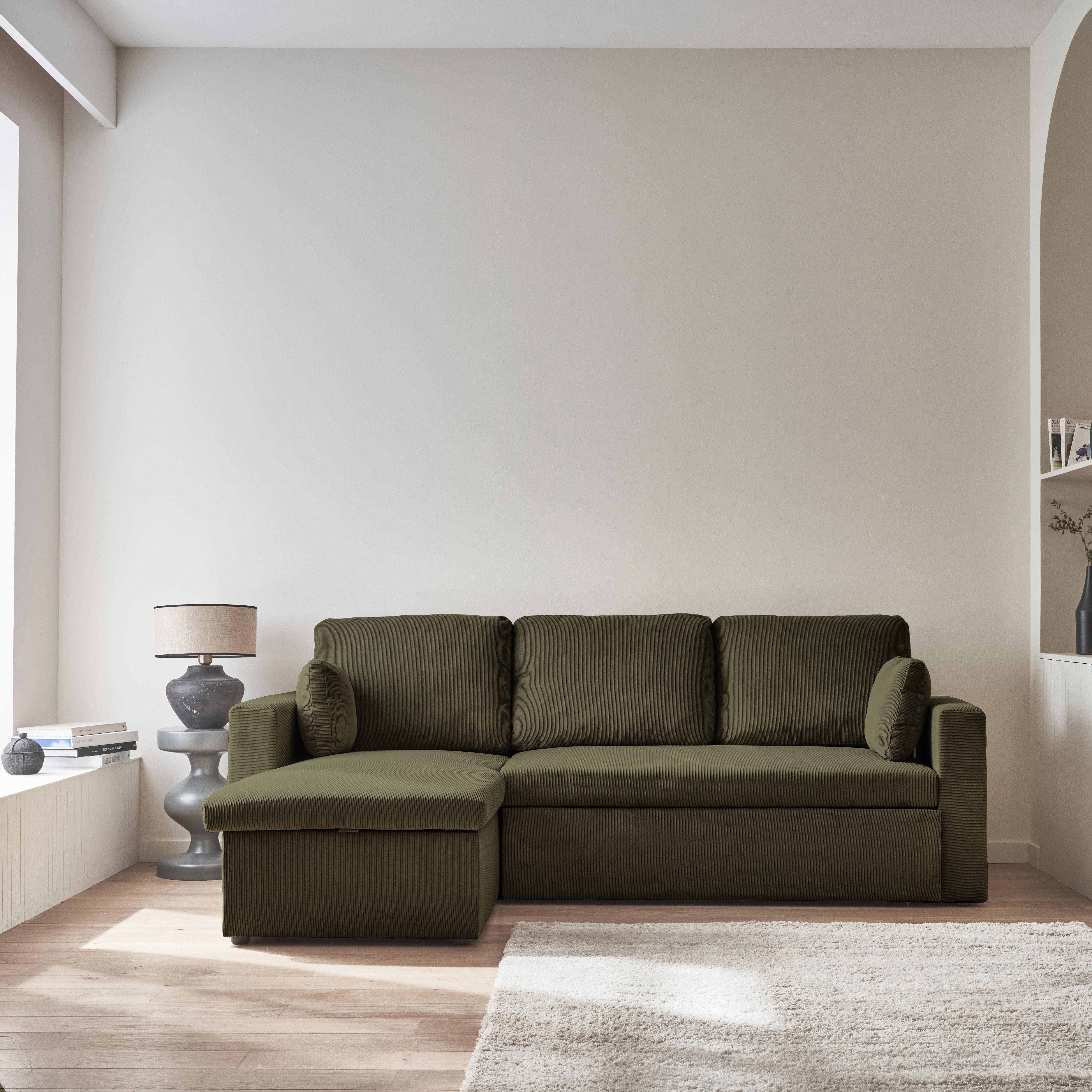 3-seater corduroy corner sofa bed | sweeek