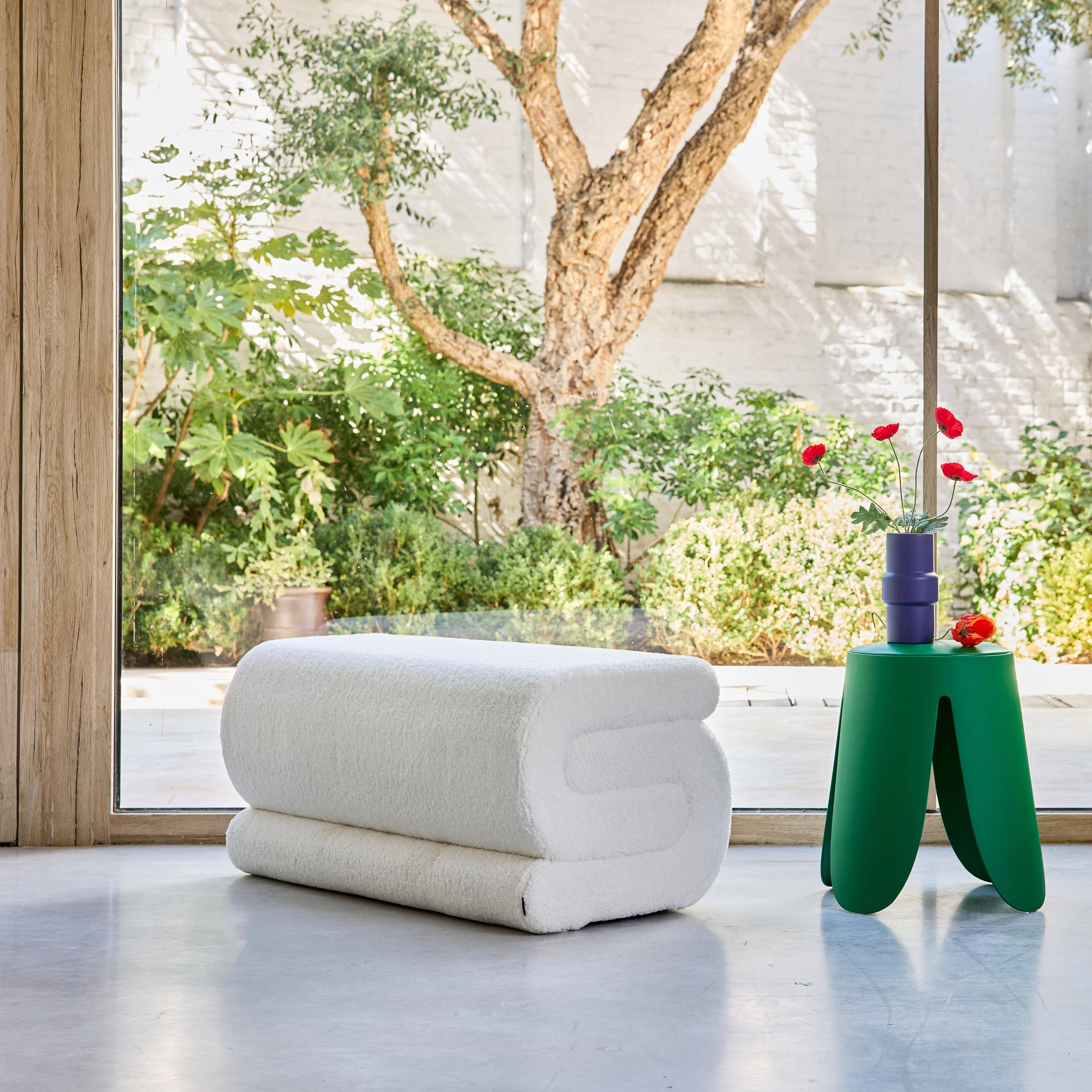 Banco design revestimento bouclé 1-2 lugares, Creme