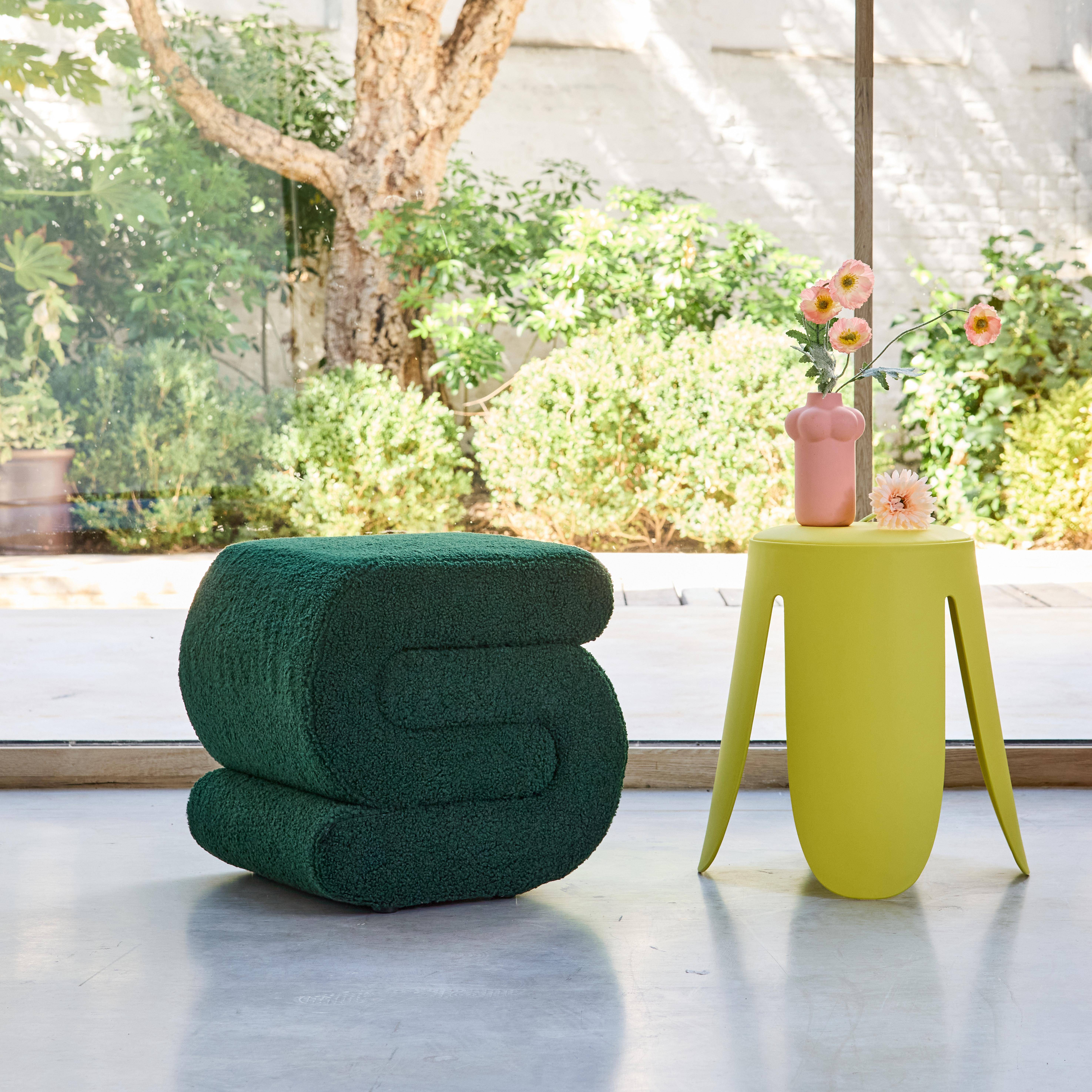Banco design estofado bouclé 1 lugar, Verde