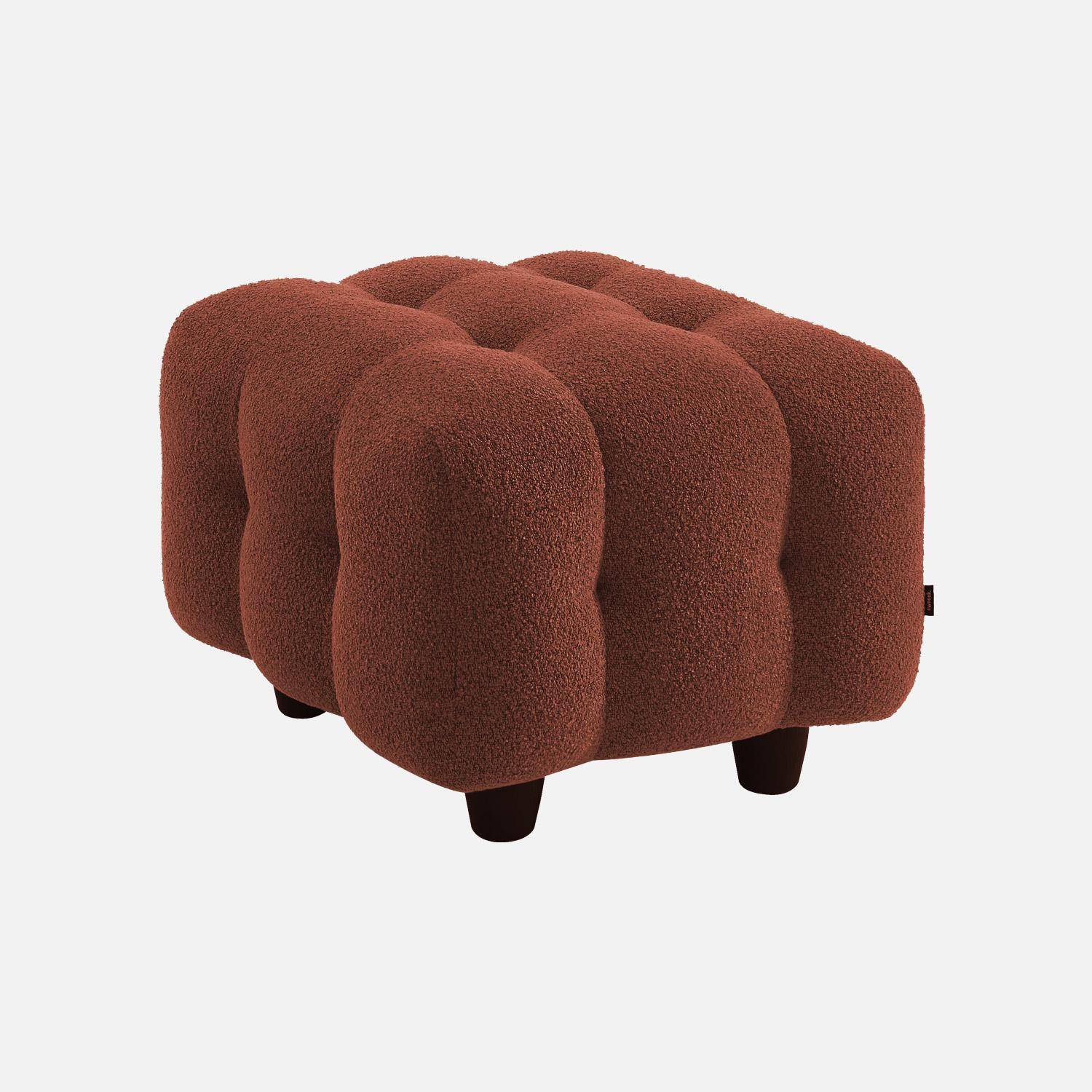Puff, reposapiés para sofá 2 plazas Leon borreguito texturizada, Terracotta