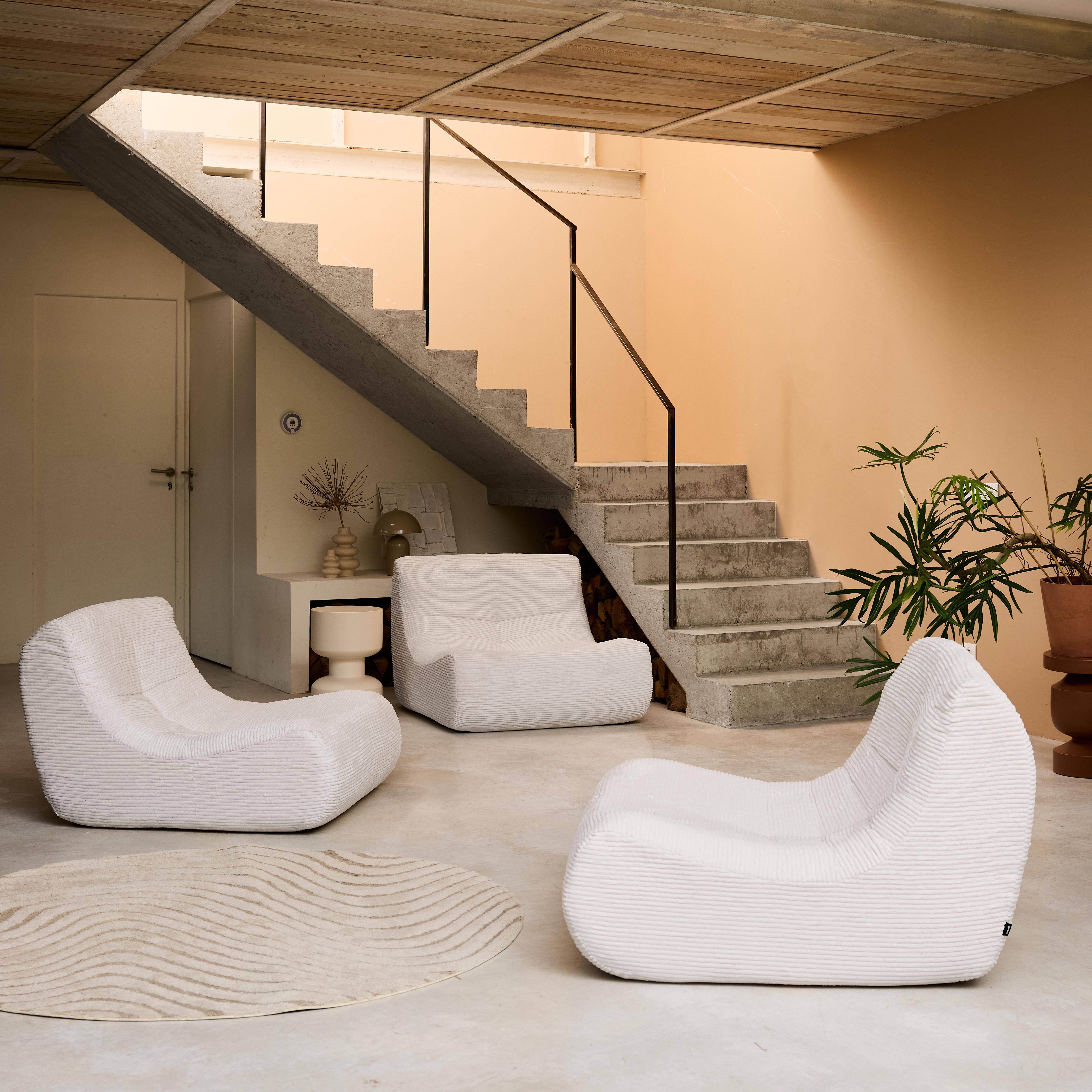 3er-Set modulare Sessel mit Cordbezug, cremefarben | sweeek