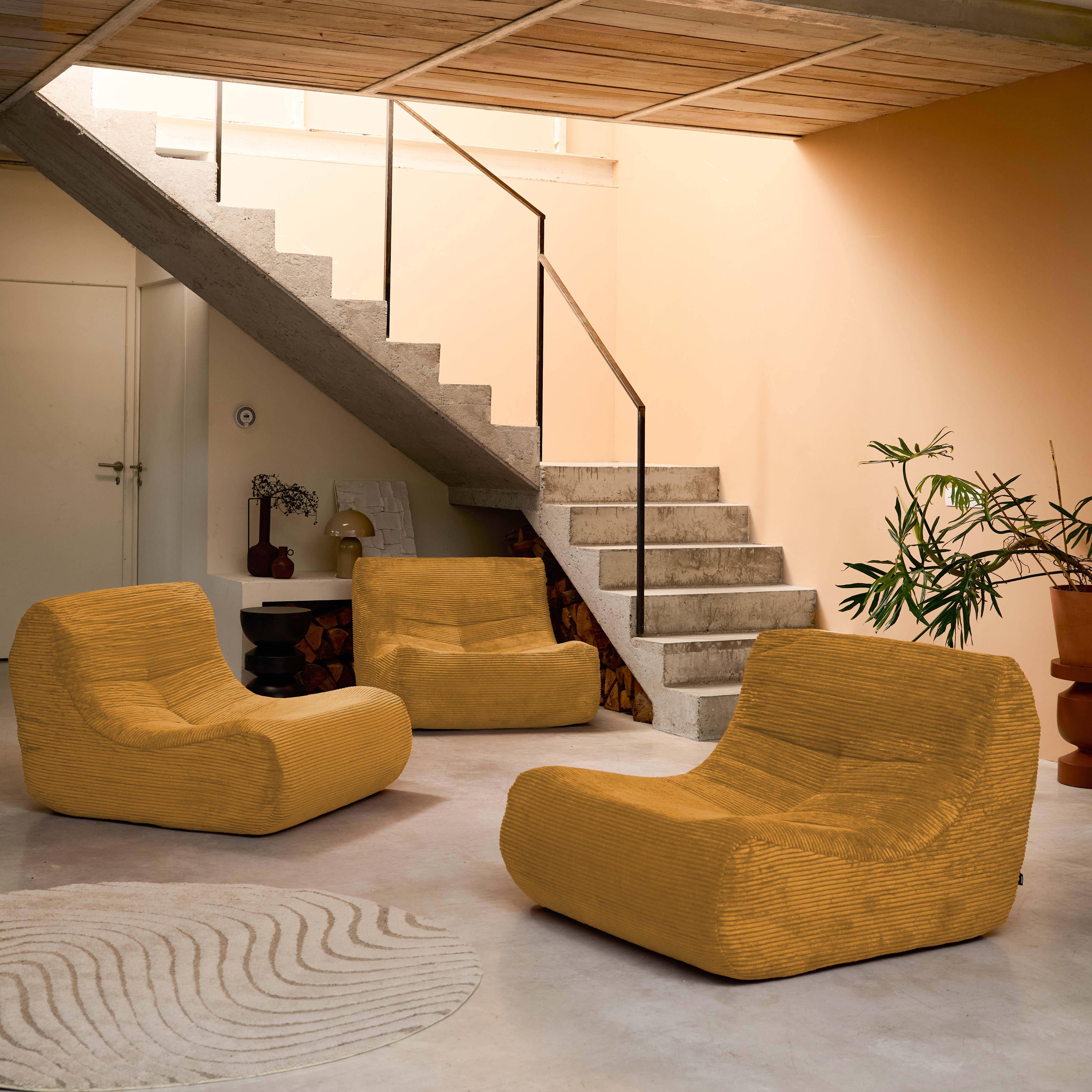 3er-Set modulare Sessel mit Cordbezug, senfgelb| sweeek