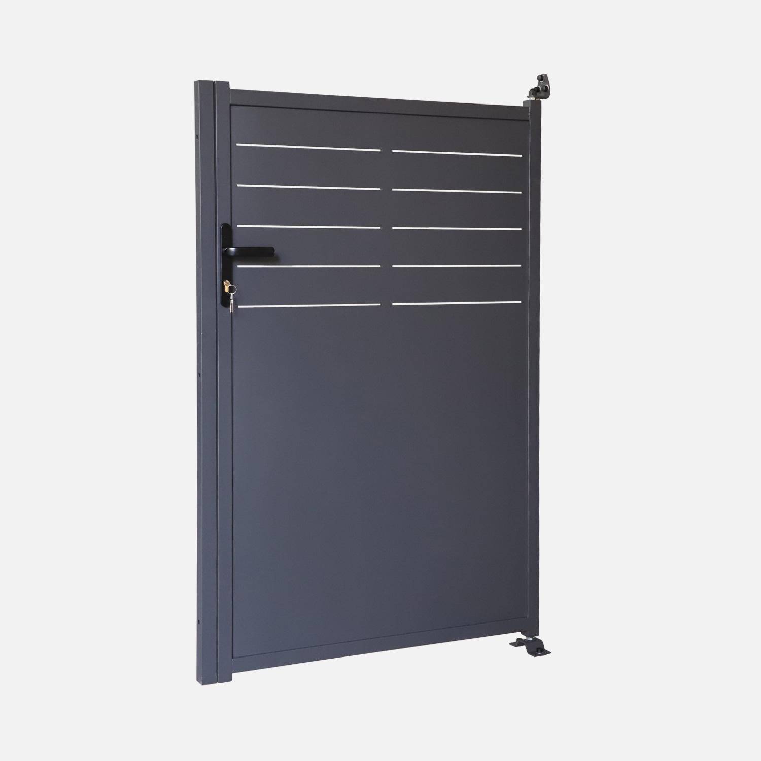 Portillon de jardin acier galvanisé anthracite avec serrure et poignée ...