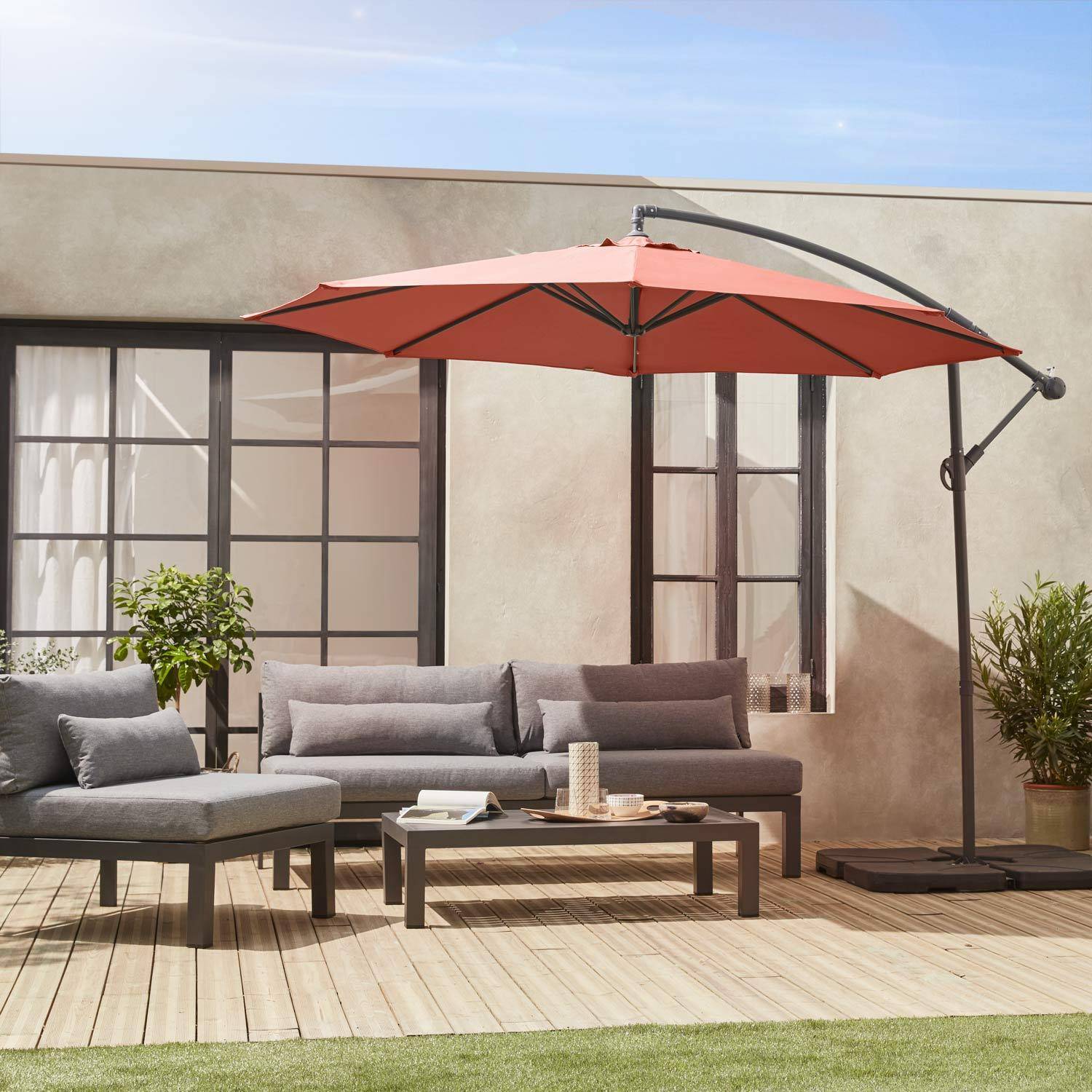 Offset round parasol 350cm, Terracotta | sweeek