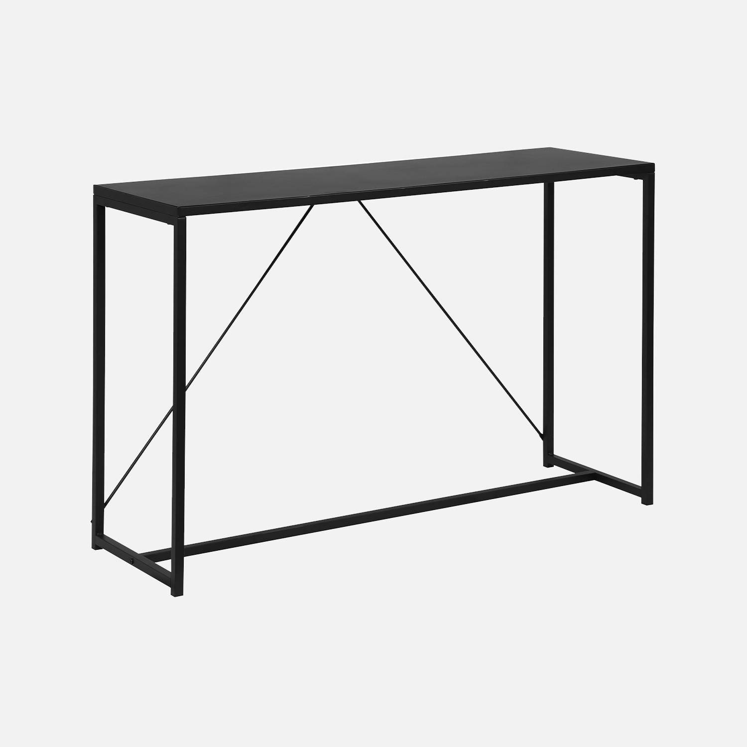 120cm metal console with reinforcement bar, Black