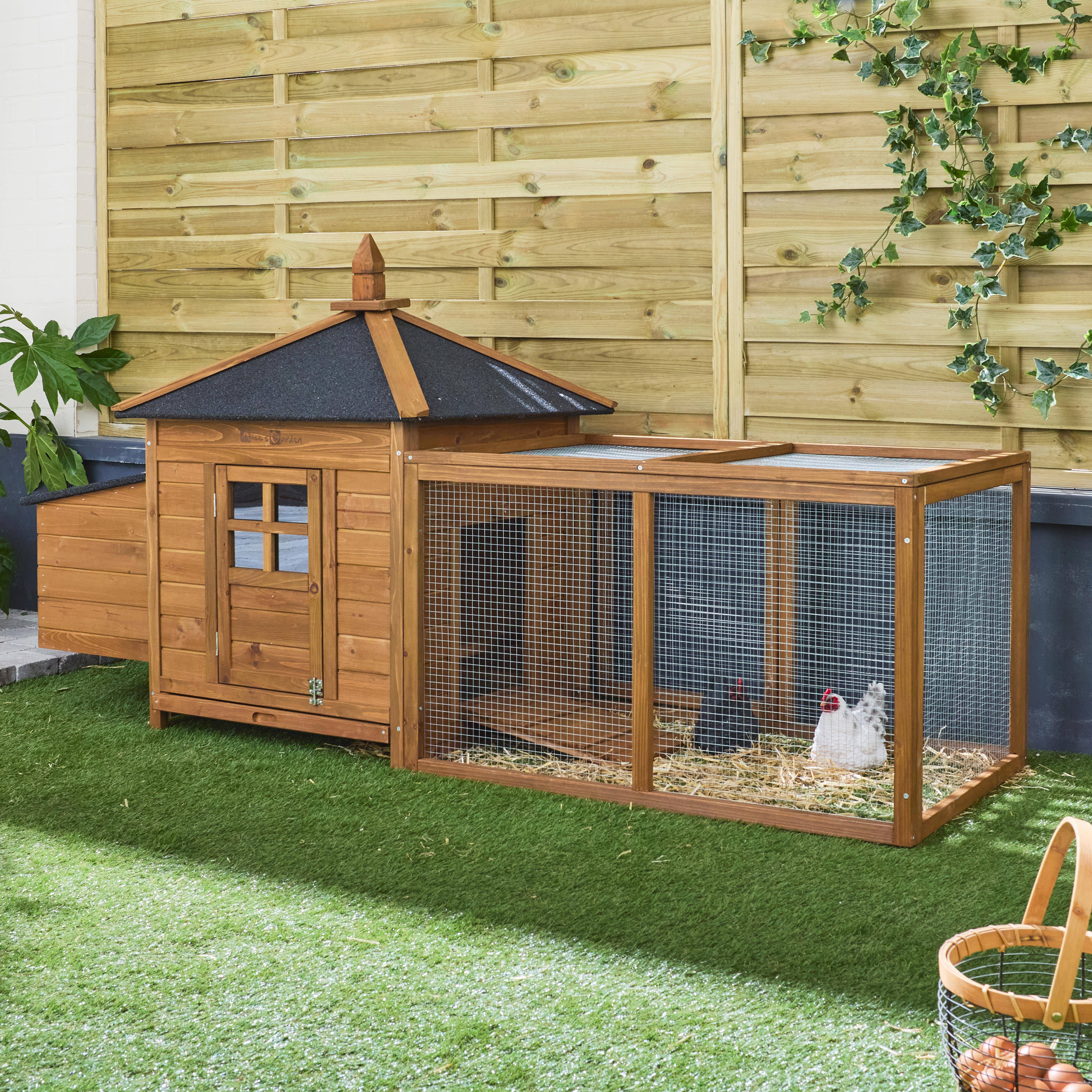 JAVA gallinero de madera, 4 gallinas, jaula para gallinas con recinto | sweeek